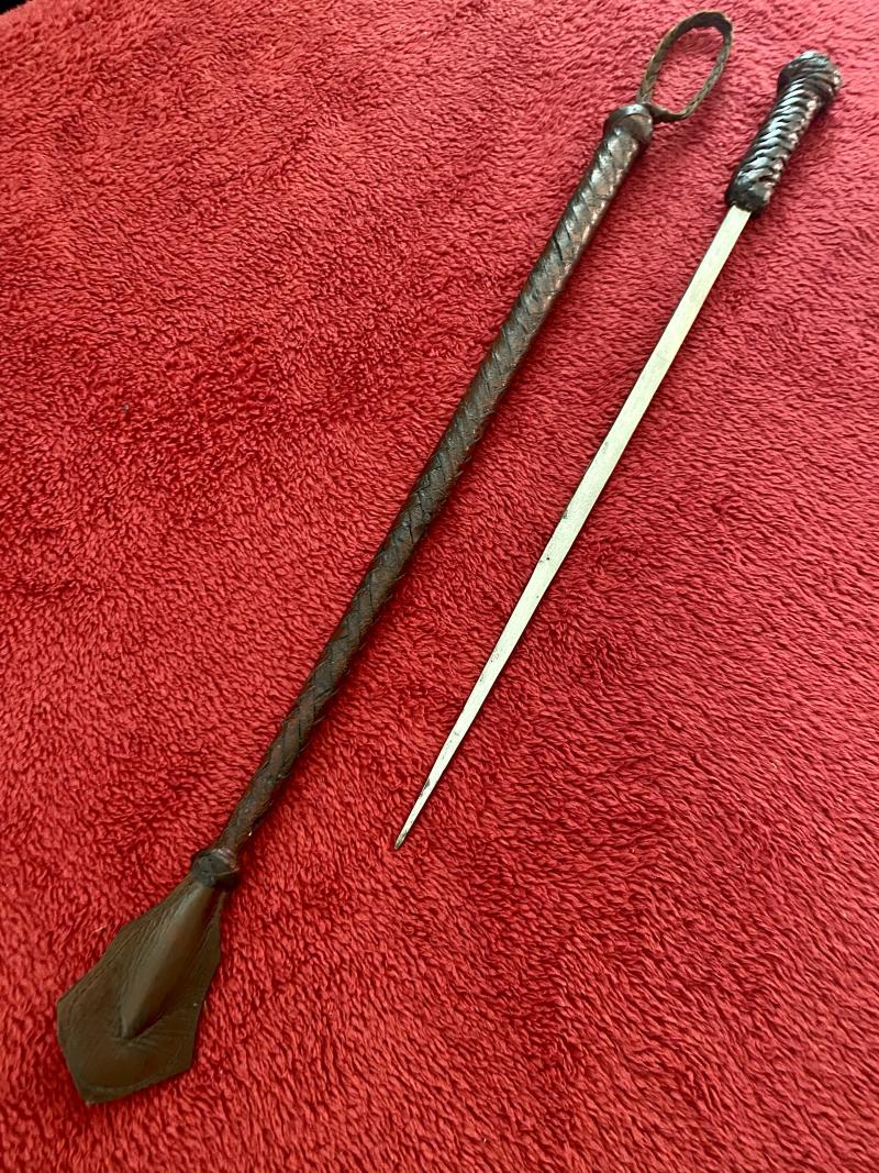 BOAS Militaria | Antique Plaited Leather Riding Crop with Concealed Blade