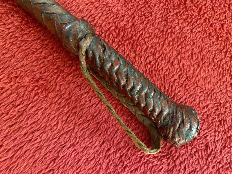 BOAS Militaria | Antique Plaited Leather Riding Crop with Concealed Blade