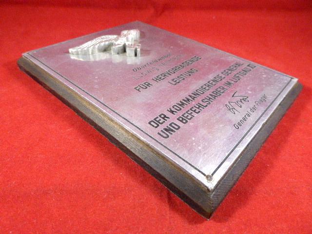 BOAS Militaria | Post WW2 Luftwaffe Honour Award Plaque to an ...